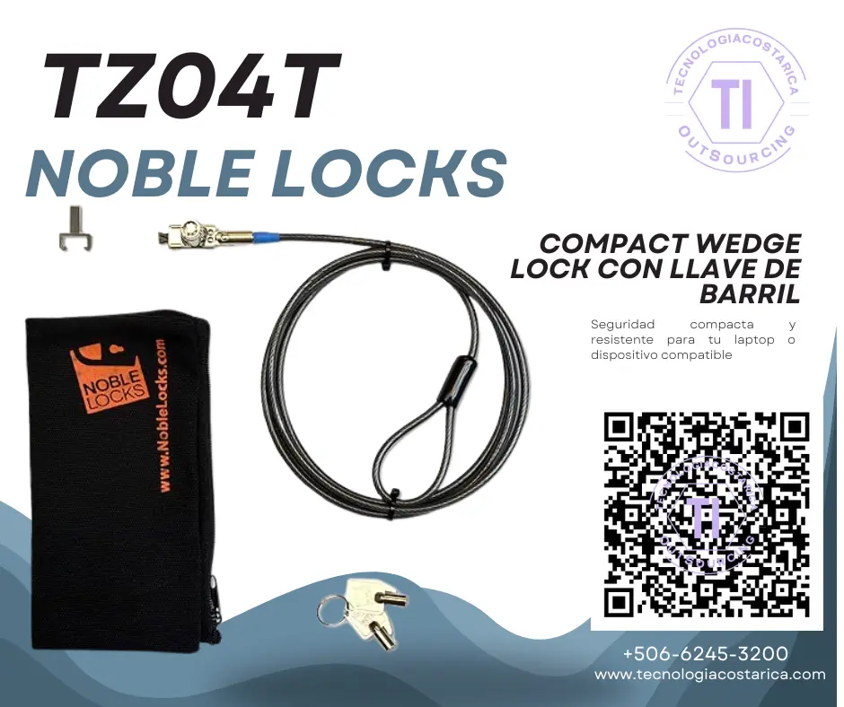 Noble Locks TZ04T Compact Wedge Lock with Barrel Key | TecnologiaCostaRica